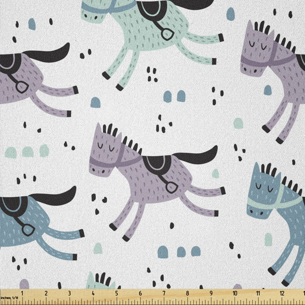 East Urban Home Dasa Little Horses Galloping Running Multi-Purpose Fabric | Wayfair.co.uk
